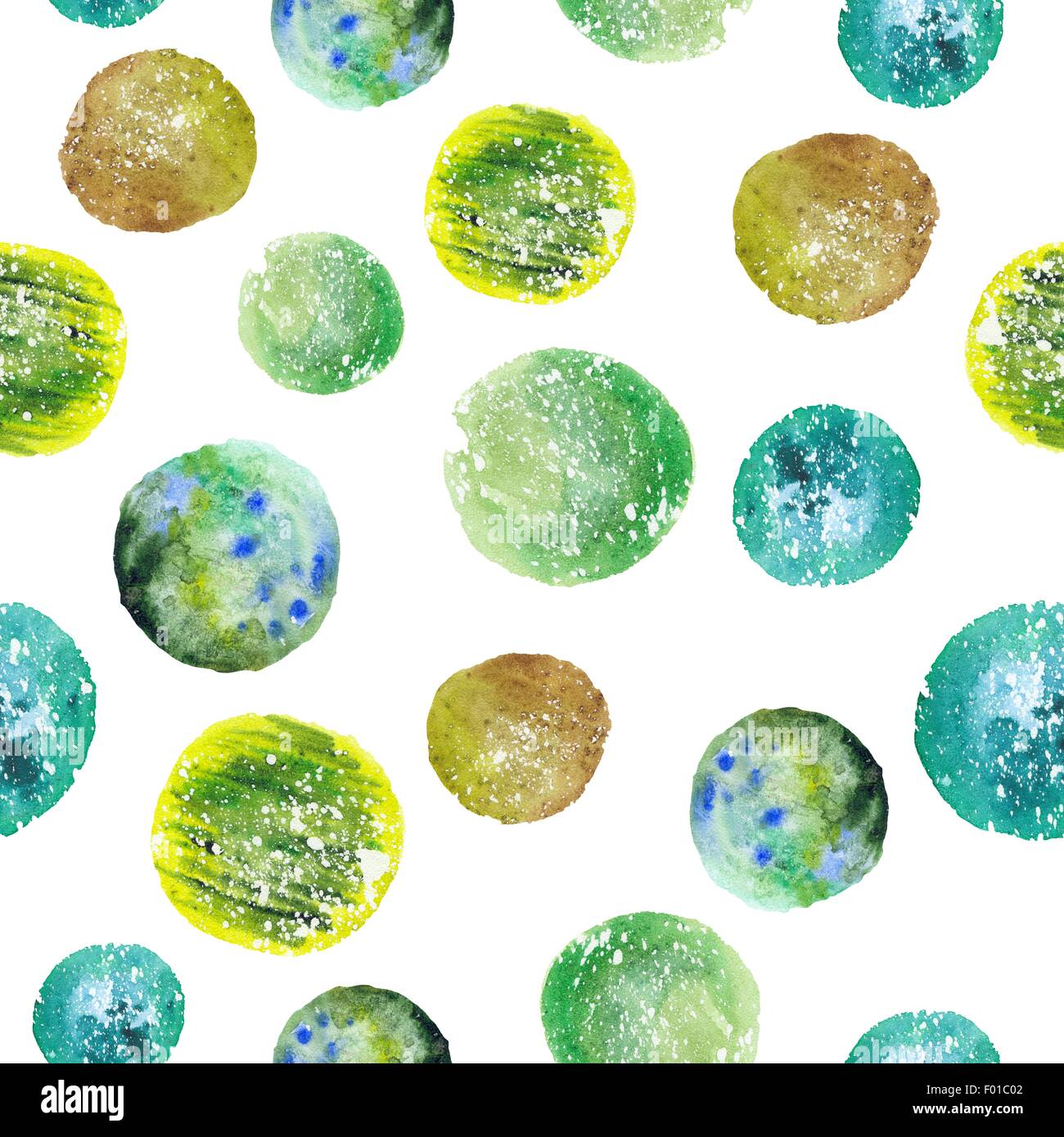 Abstract seamless geometric hand-painted texture with funny round ...