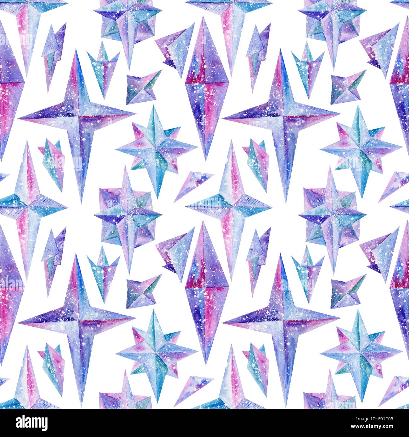 Seamless blue art illustration with magic sparkling stars and geometric ...