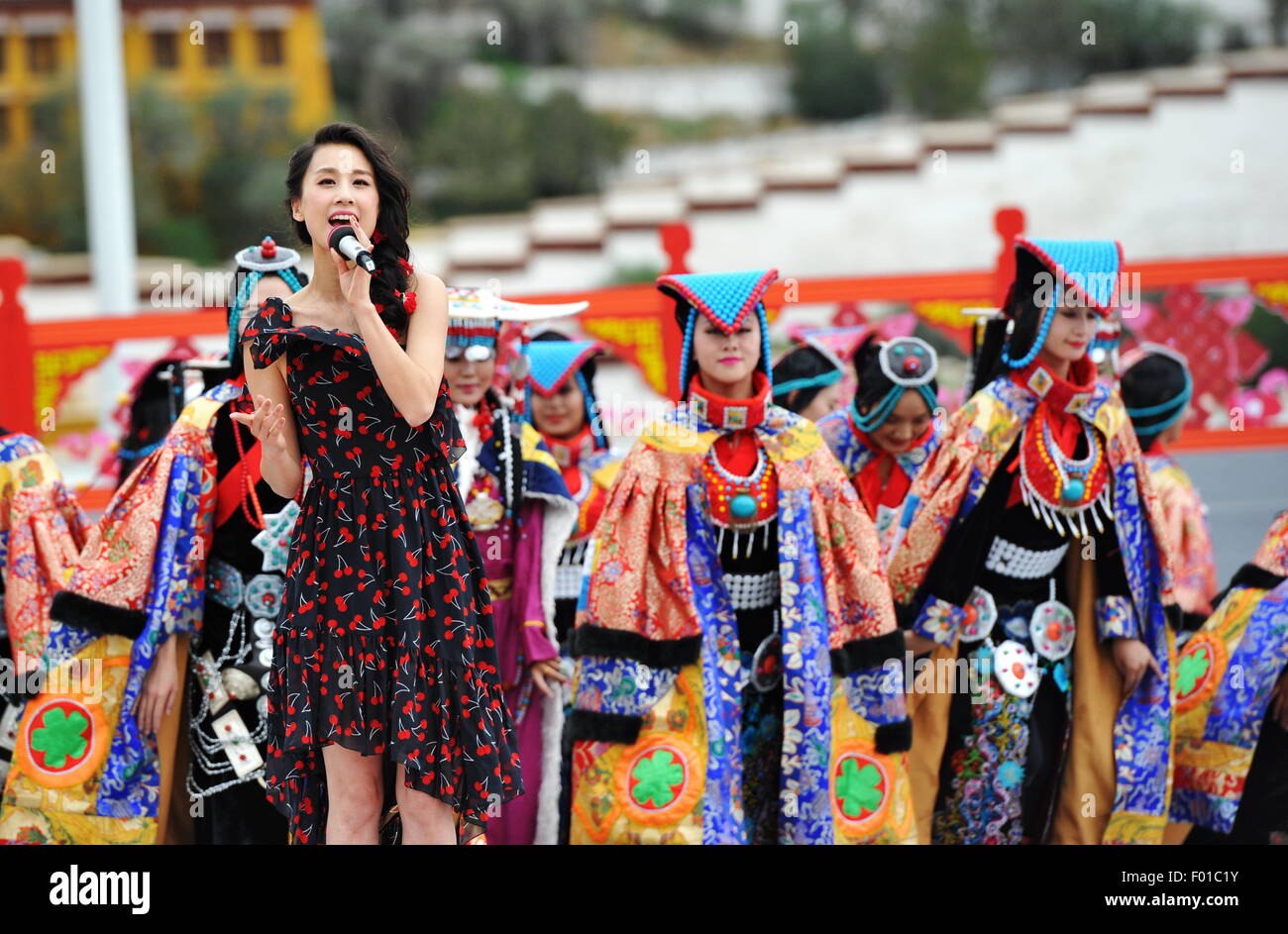 Lhasa. 6th Aug, 2015. Singer Eva Huang sings at the Potala Palace ...