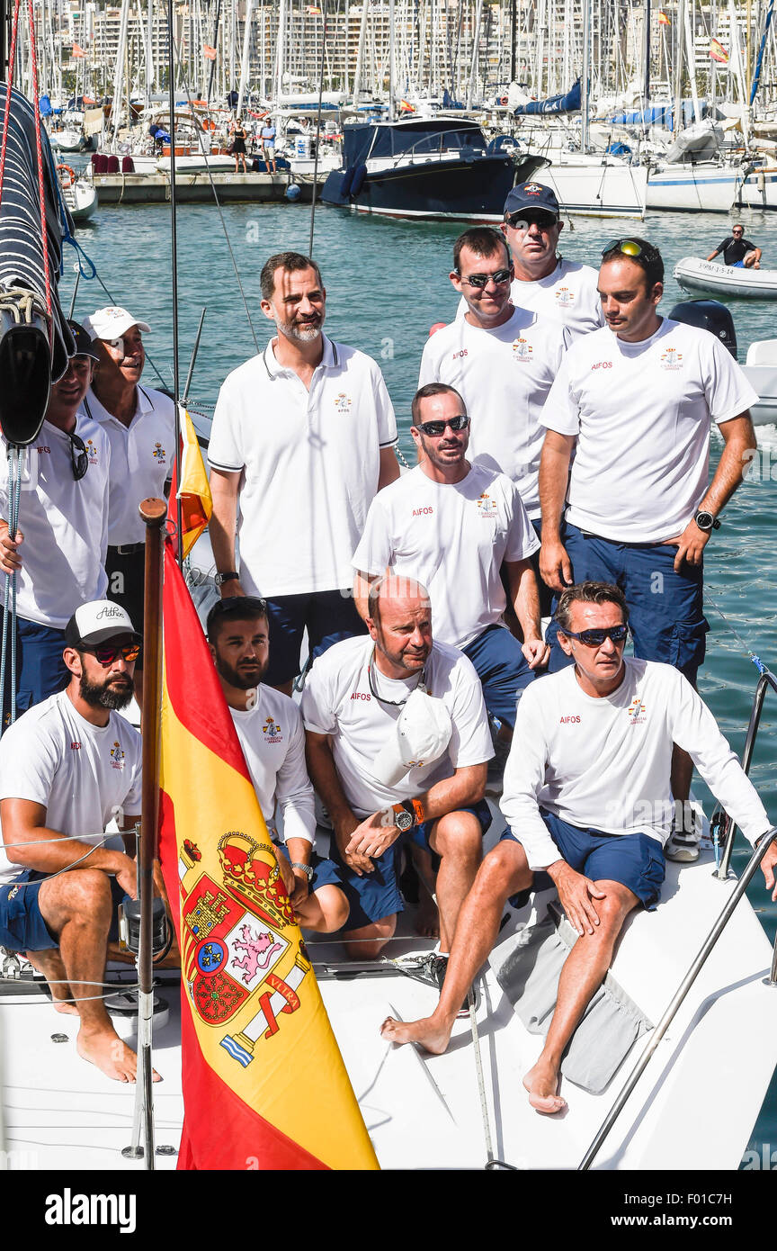 Palma de Mallorca, Spain. 5th Aug, 2015. Spanish King Felipe sails on ...