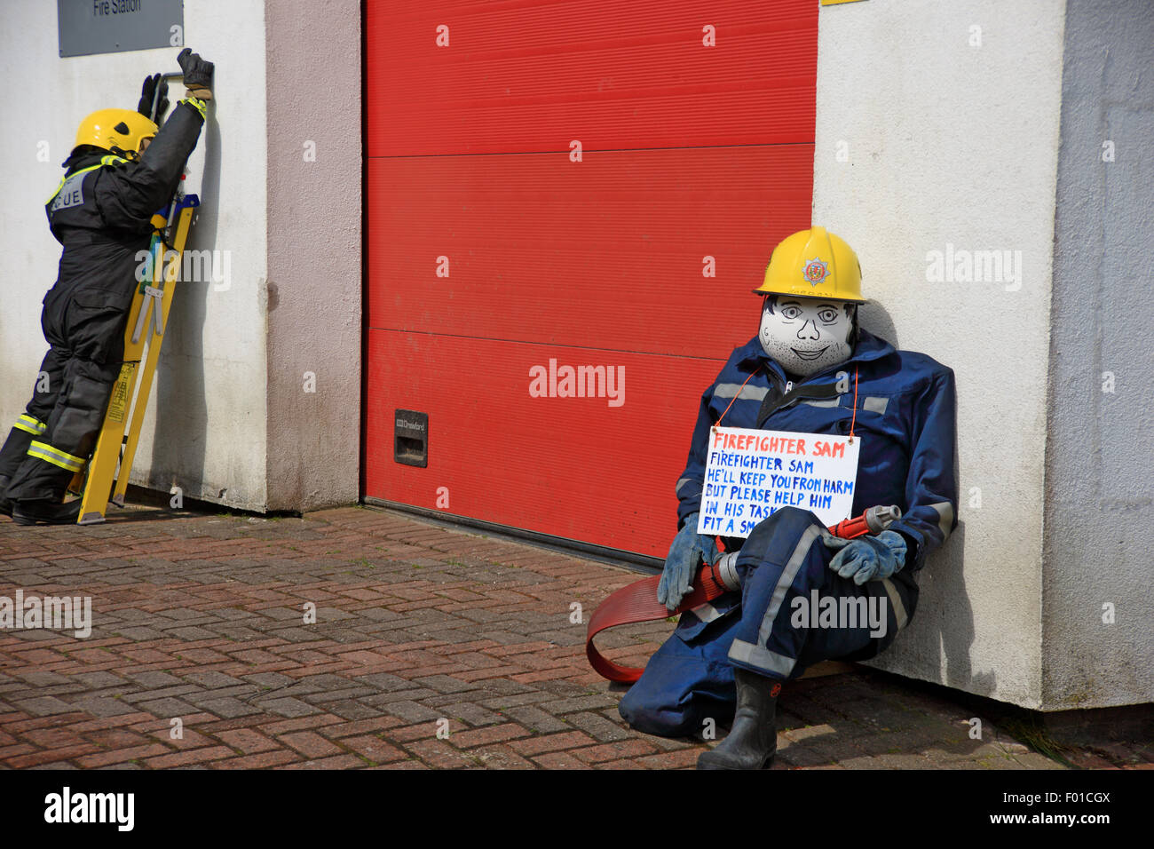 Firefighter scarecrows outside Bunessan Fire Station as part of the ...