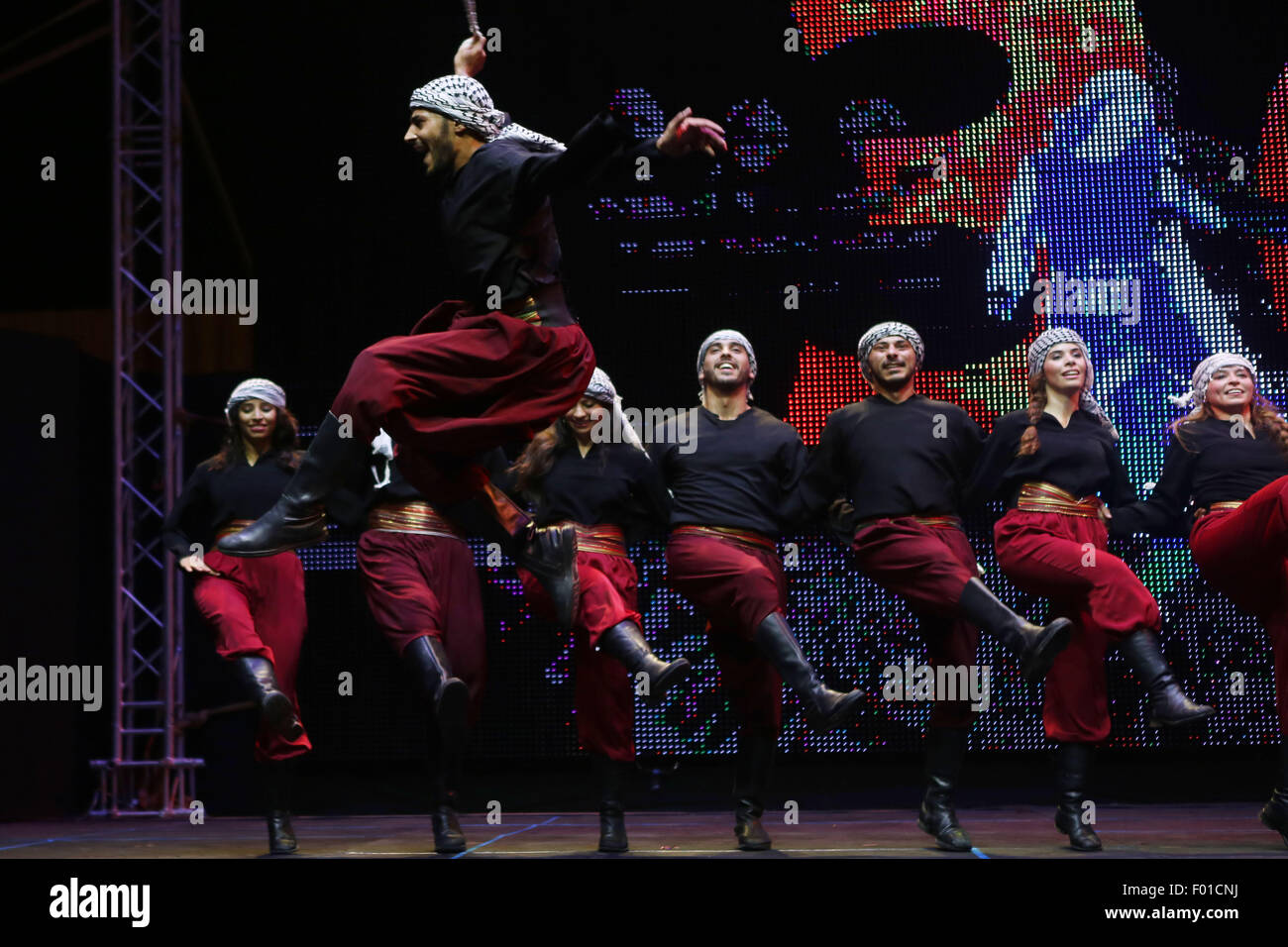 Ramallah, West Bank, Palestinian Territory. 5th Aug, 2015. Dancers of ...