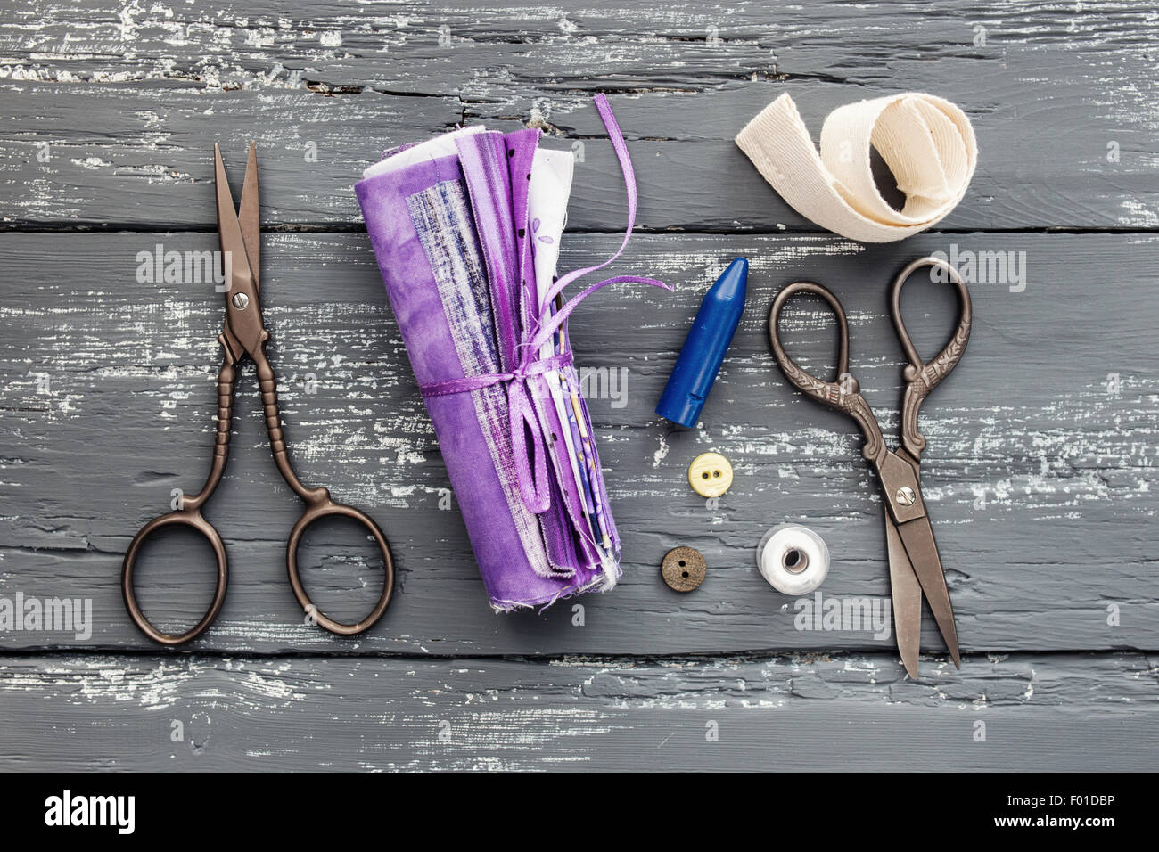 Background with sewing and knitting tools and accesories Stock Photo ...
