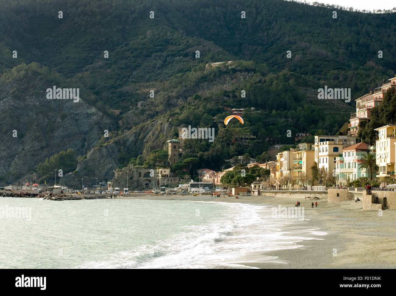 The Mediterranean resort of Monterosso, in the Cinque Terre National ...