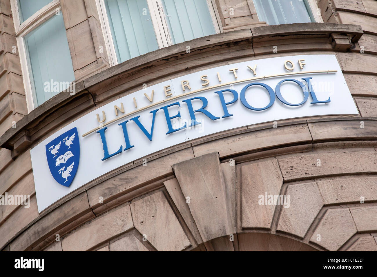 University of Liverpool Logo on Building Facade Stock Photo - Alamy