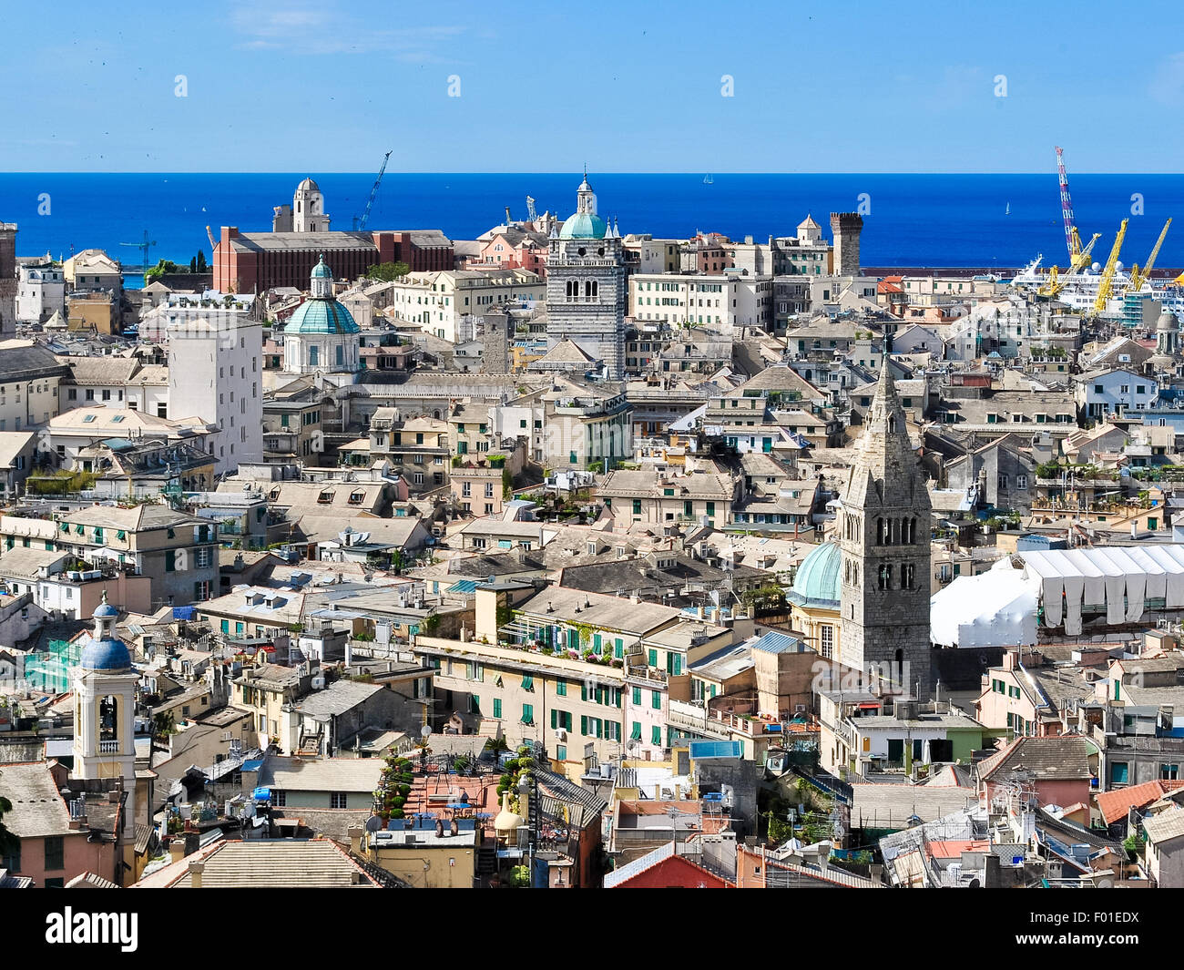 Aerial view of the downtown of Genoa in a sunny day Stock Photo - Alamy