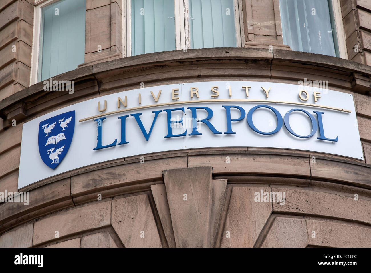 University of Liverpool Logo on Building Facade Stock Photo - Alamy