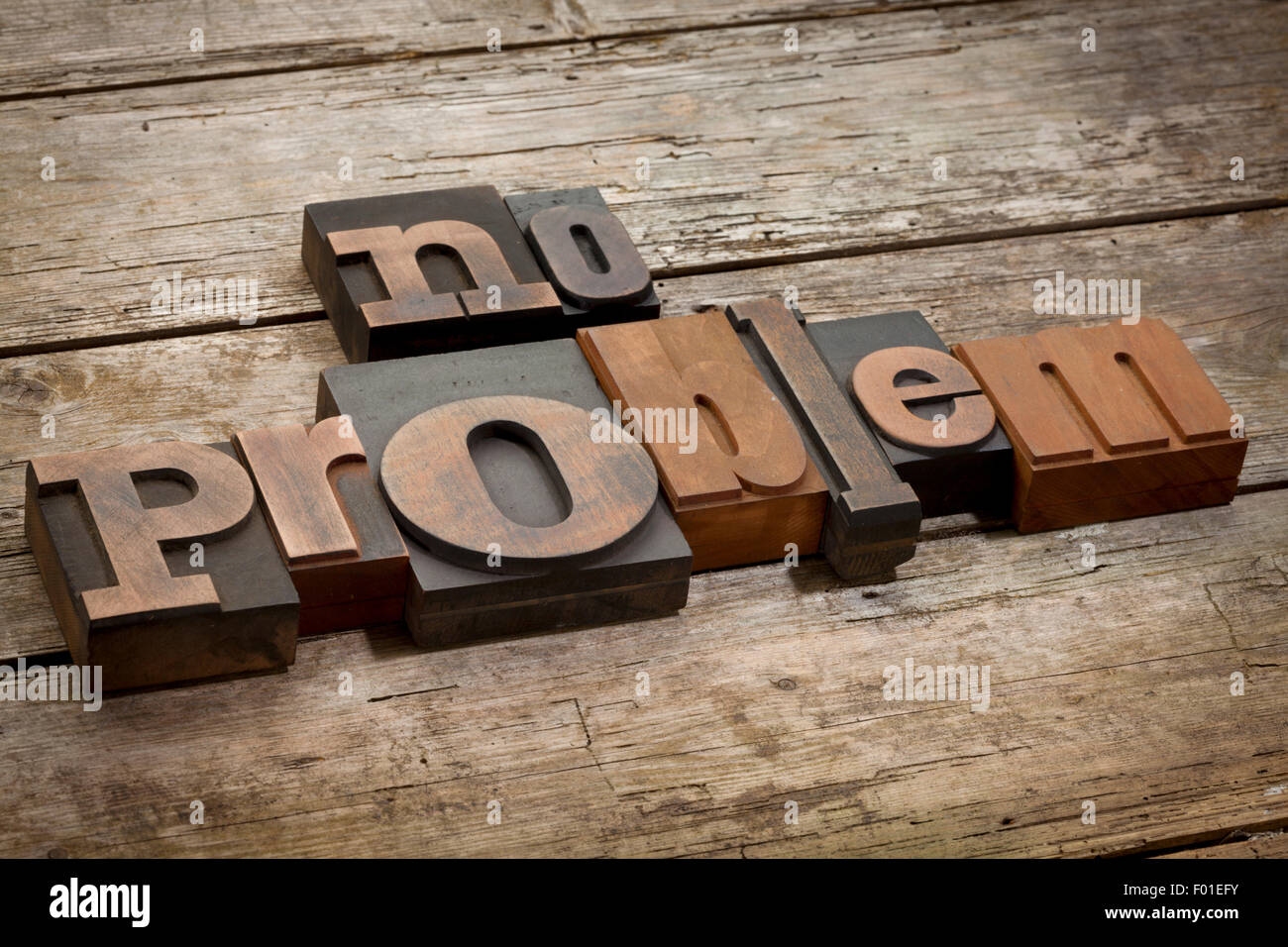 no problem, phrase written with vintage letterpress printing blocks ...