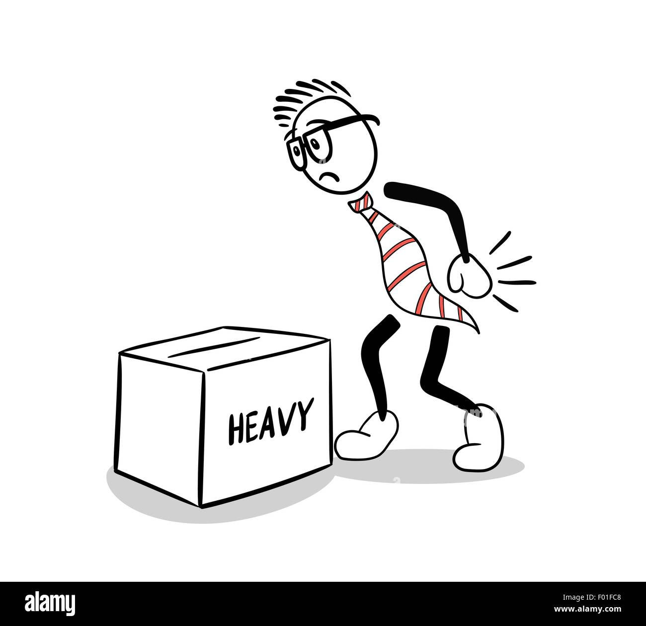 Digitally generated Cute cartoon lifting heavy box Stock Vector Image ...