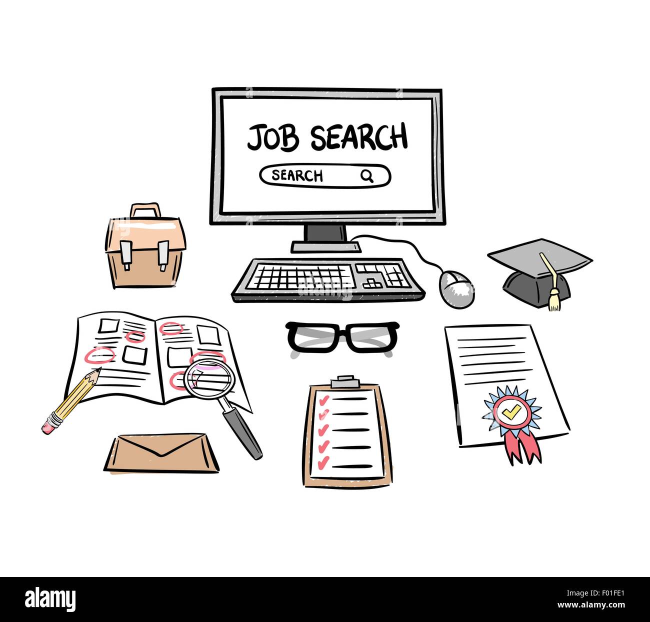 Searching for a job vector against white background Stock Vector Image ...