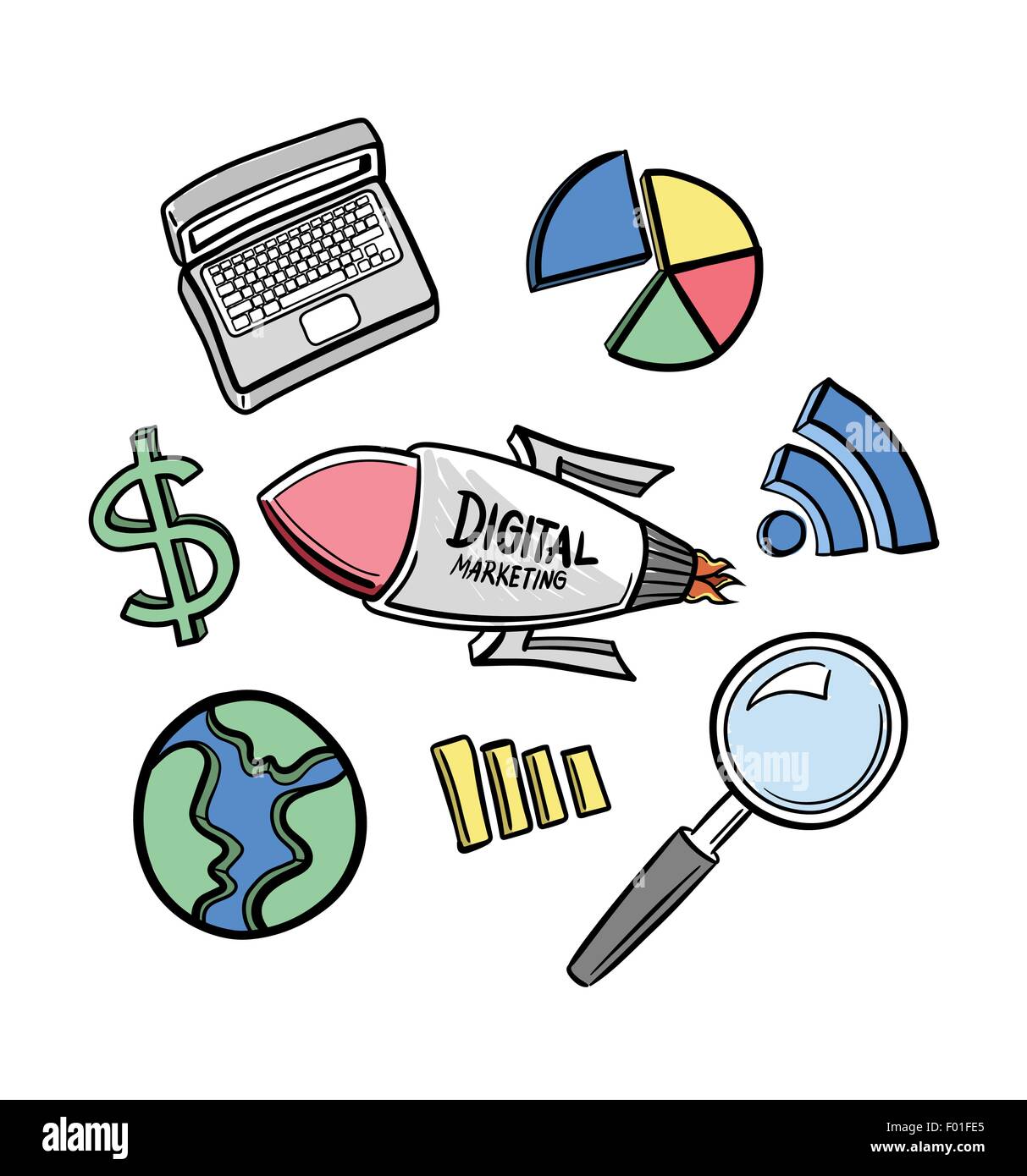 Hand drawn digital marketing Cut Out Stock Images & Pictures - Alamy