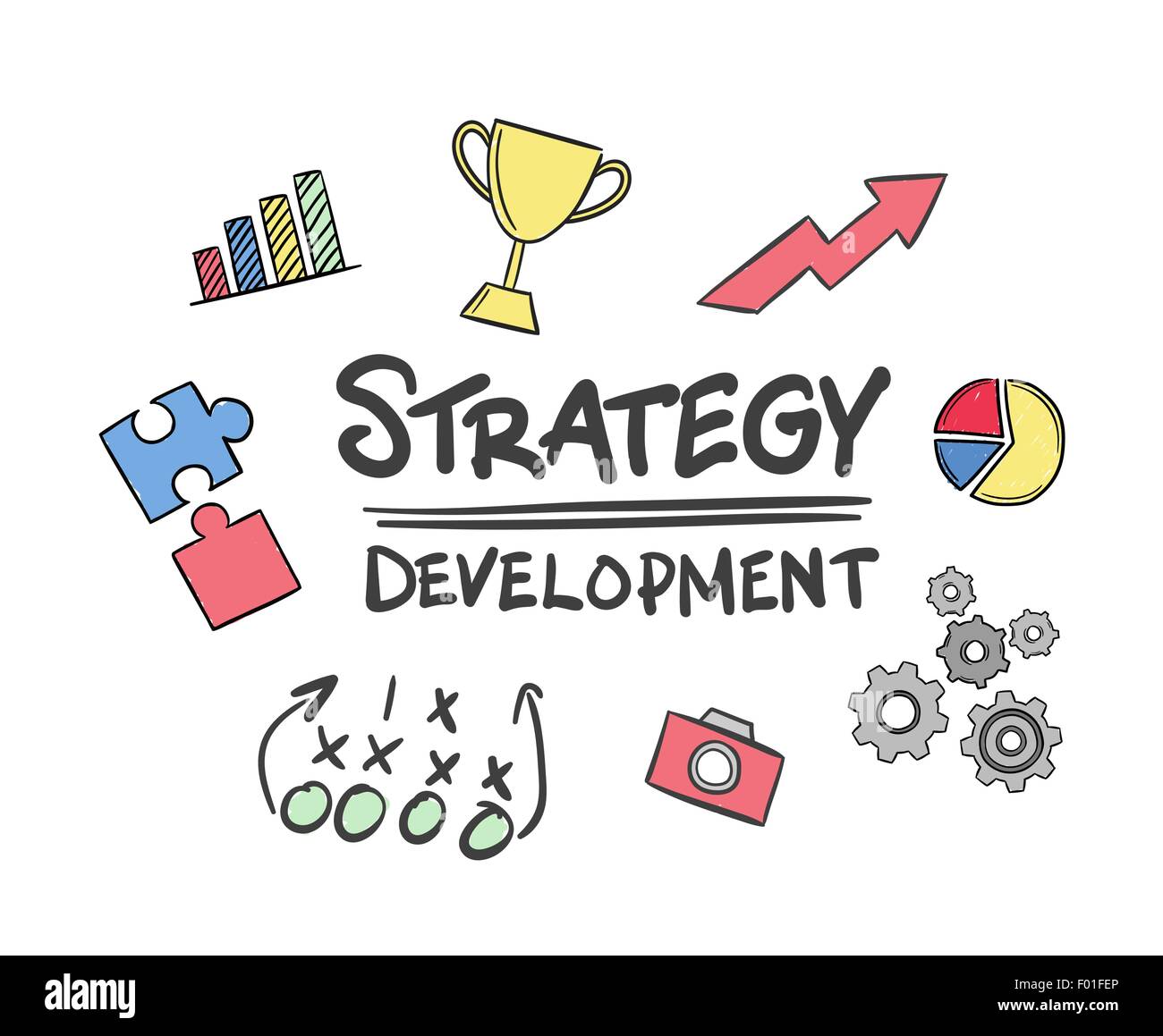 Strategy development vector against white background Stock Vector Image ...