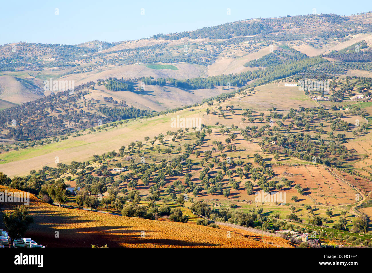 from high in the village morocco africa field and constructions Stock ...