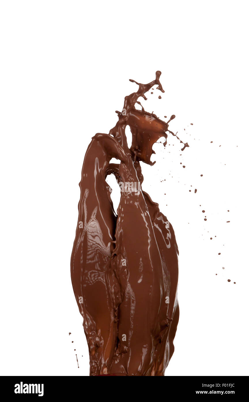 Chocolate splash shape on white background Stock Photo - Alamy