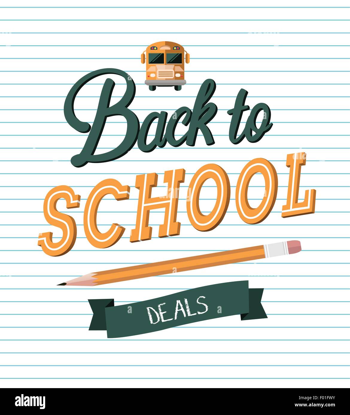 Back to school message with deals banner vector against notepad ...