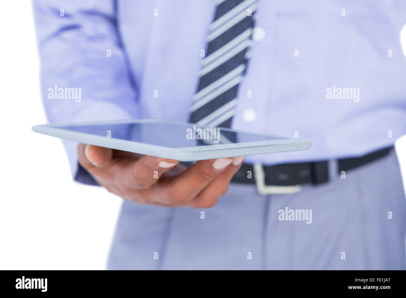 Close up view of businessman using tablet computer Stock Photo - Alamy
