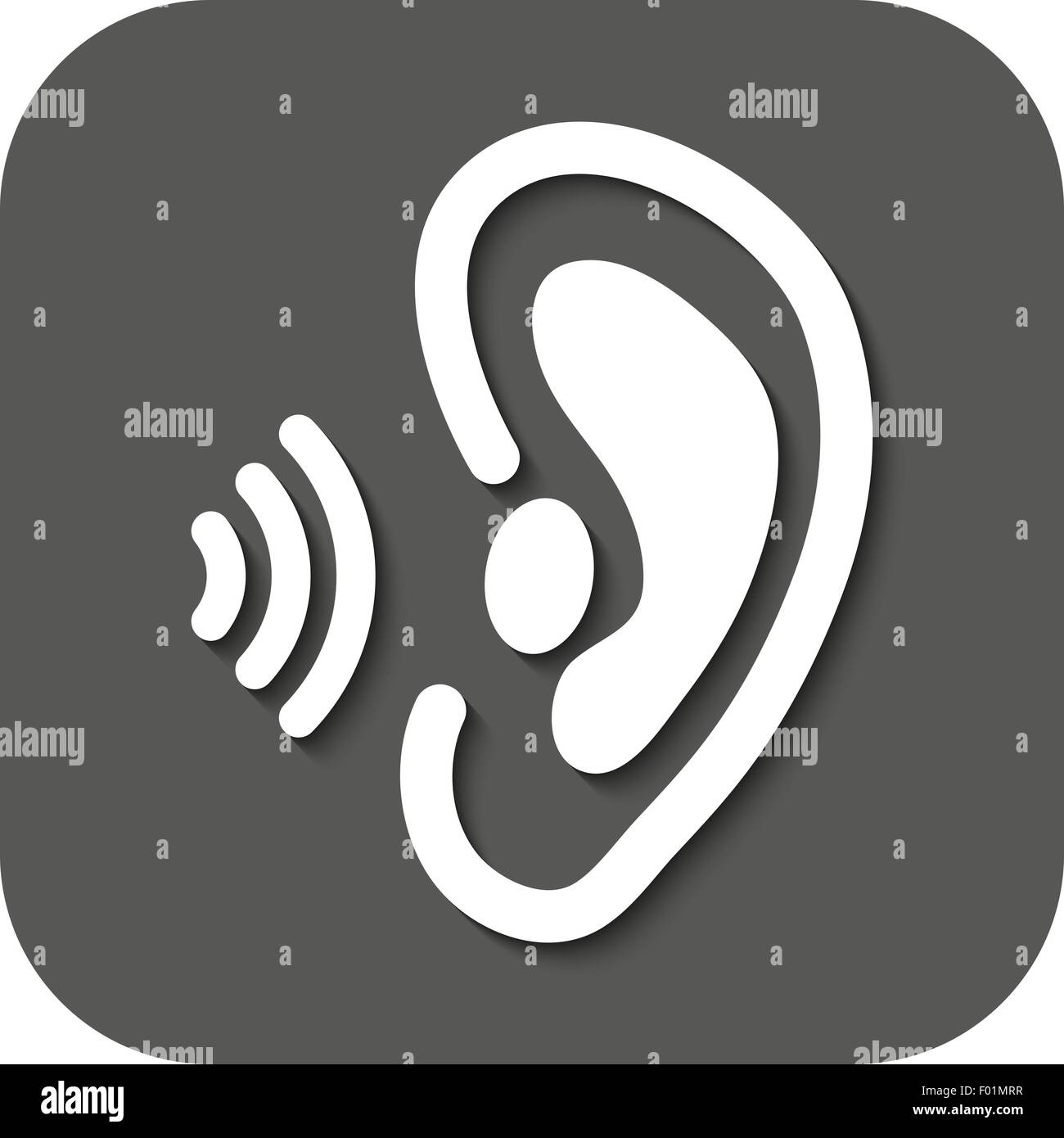 The ear icon. Sense organ and hear, understand symbol. Flat Stock ...