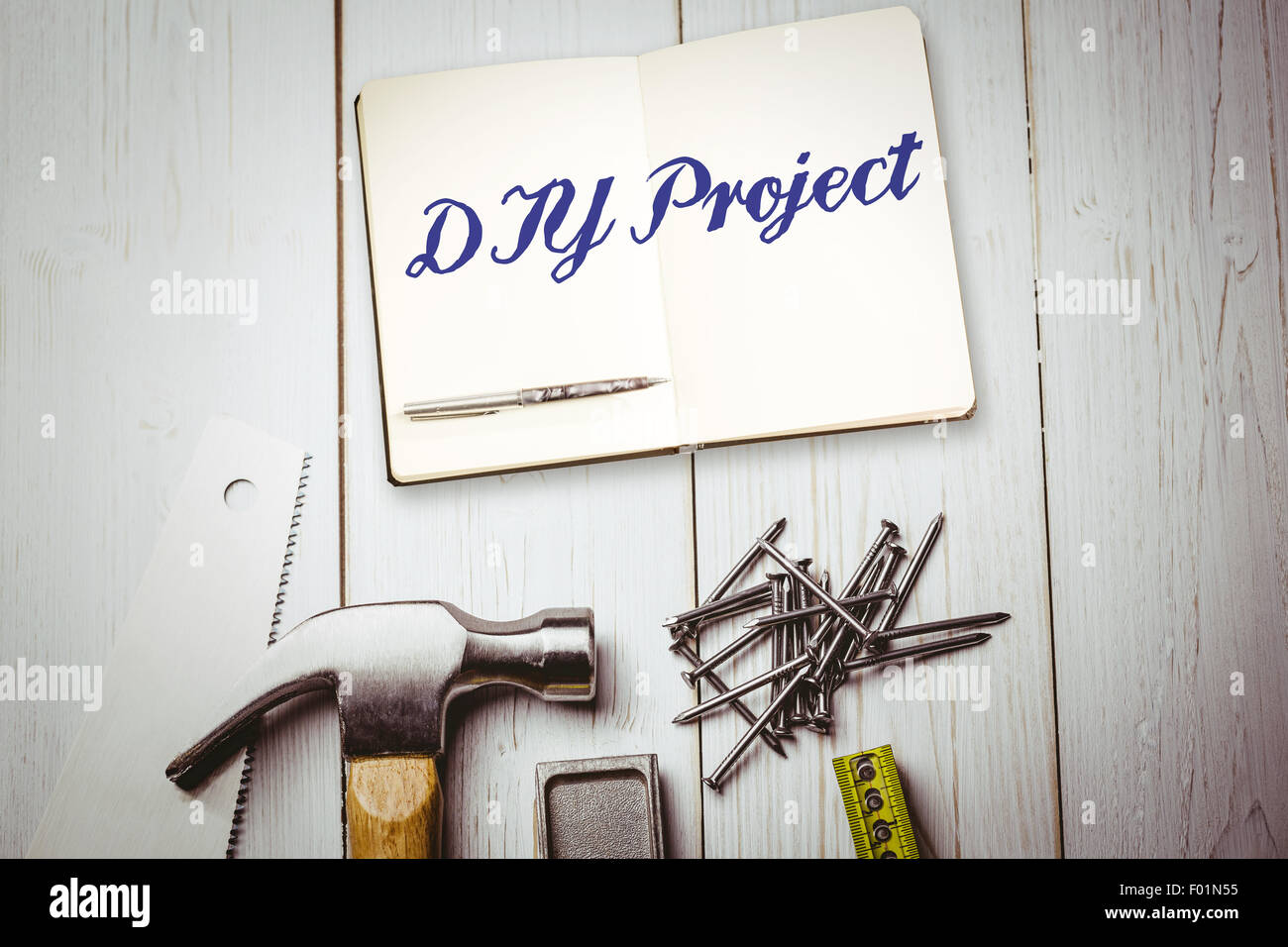 Diy project against desk with tools Stock Photo - Alamy