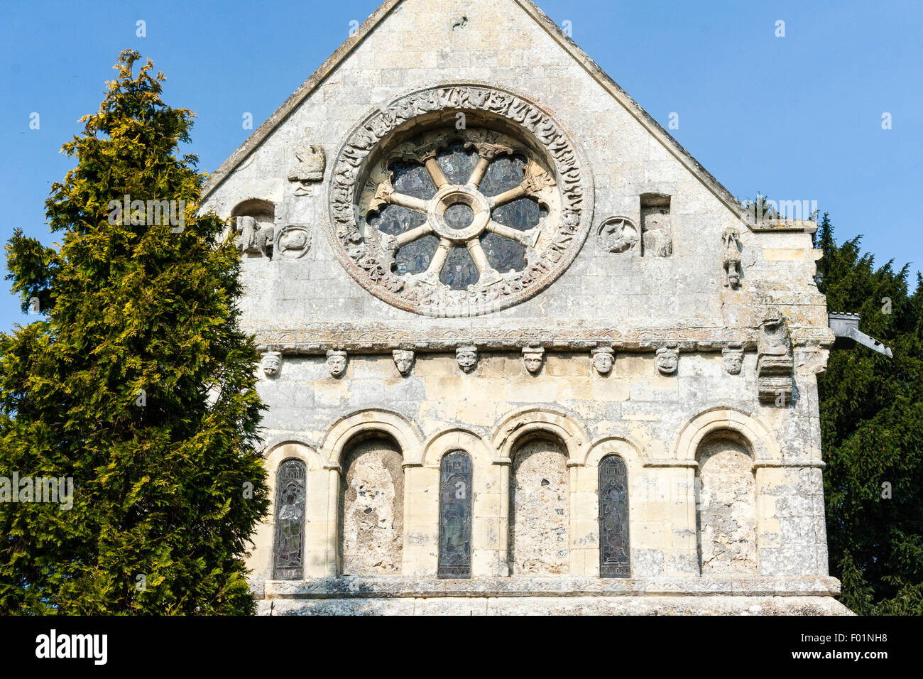 England, Barfrestone. 12th century Norman church, St Nicholas. South ...