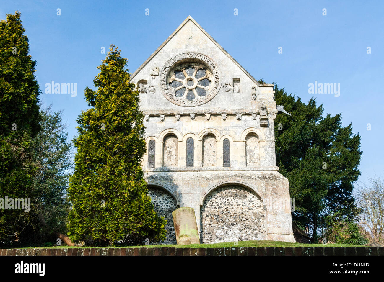 England, Barfrestone. 12th century Norman church, St Nicholas. South ...