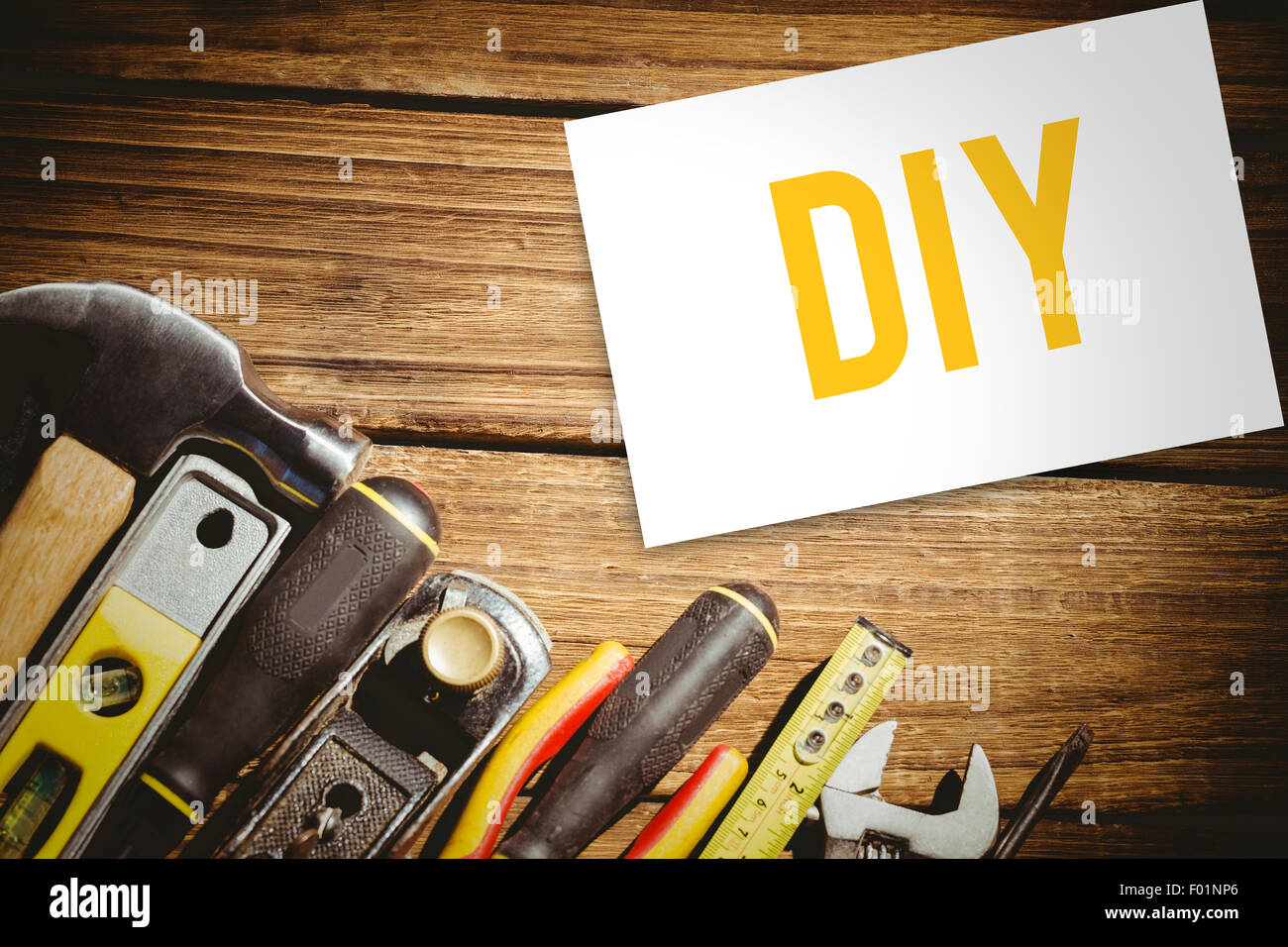 Diy against tools on desk Stock Photo - Alamy