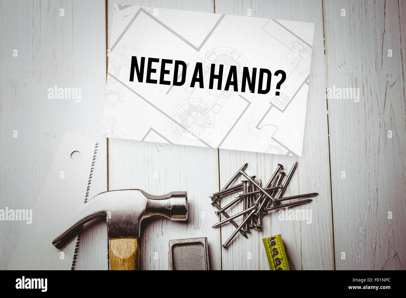 Need a hand? against white card Stock Photo - Alamy