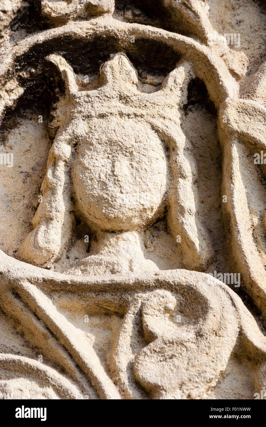 England, Barfrestone. Norman stone carvings. 12th century, tympanum ...