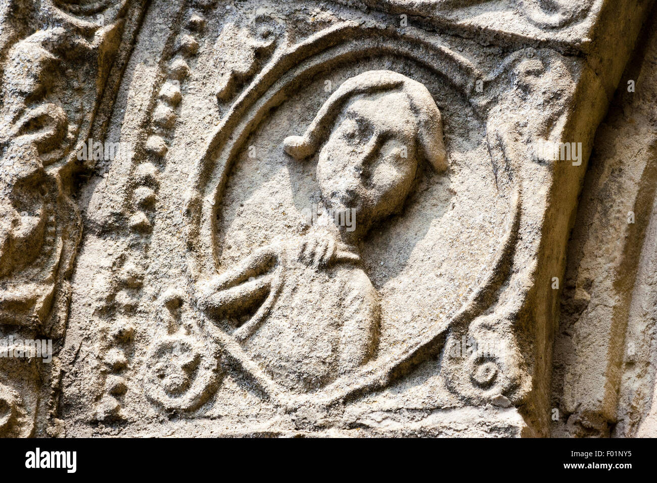 England, Barfrestone. Norman stone carvings. South Door tympanum ...