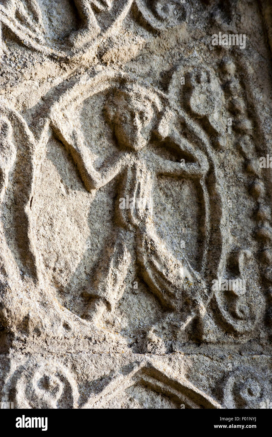 England, Barfrestone church. Norman stone carvings. South door tympanum ...