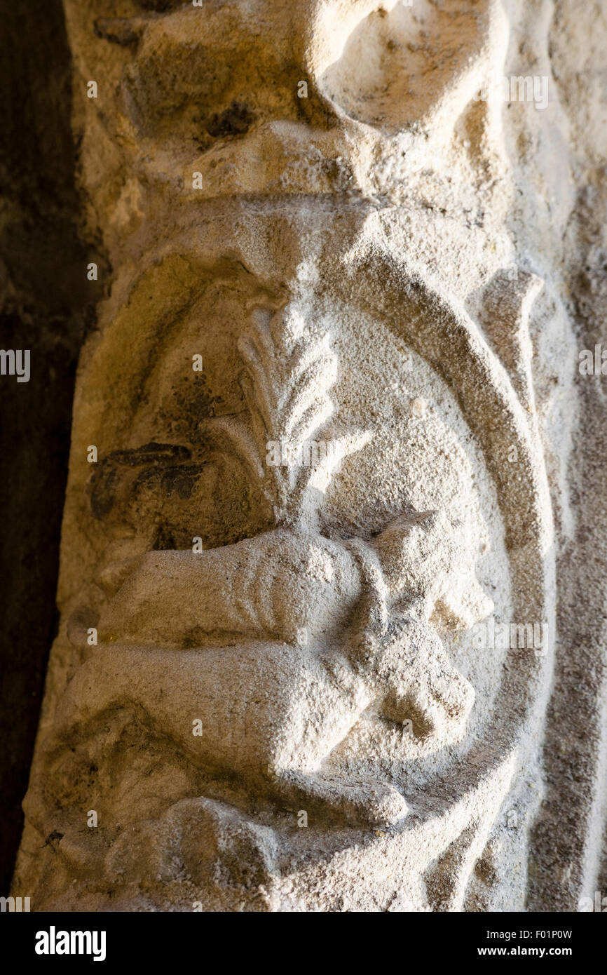 England, Barfrestone. Norman stone carving. St Nicholas church ...