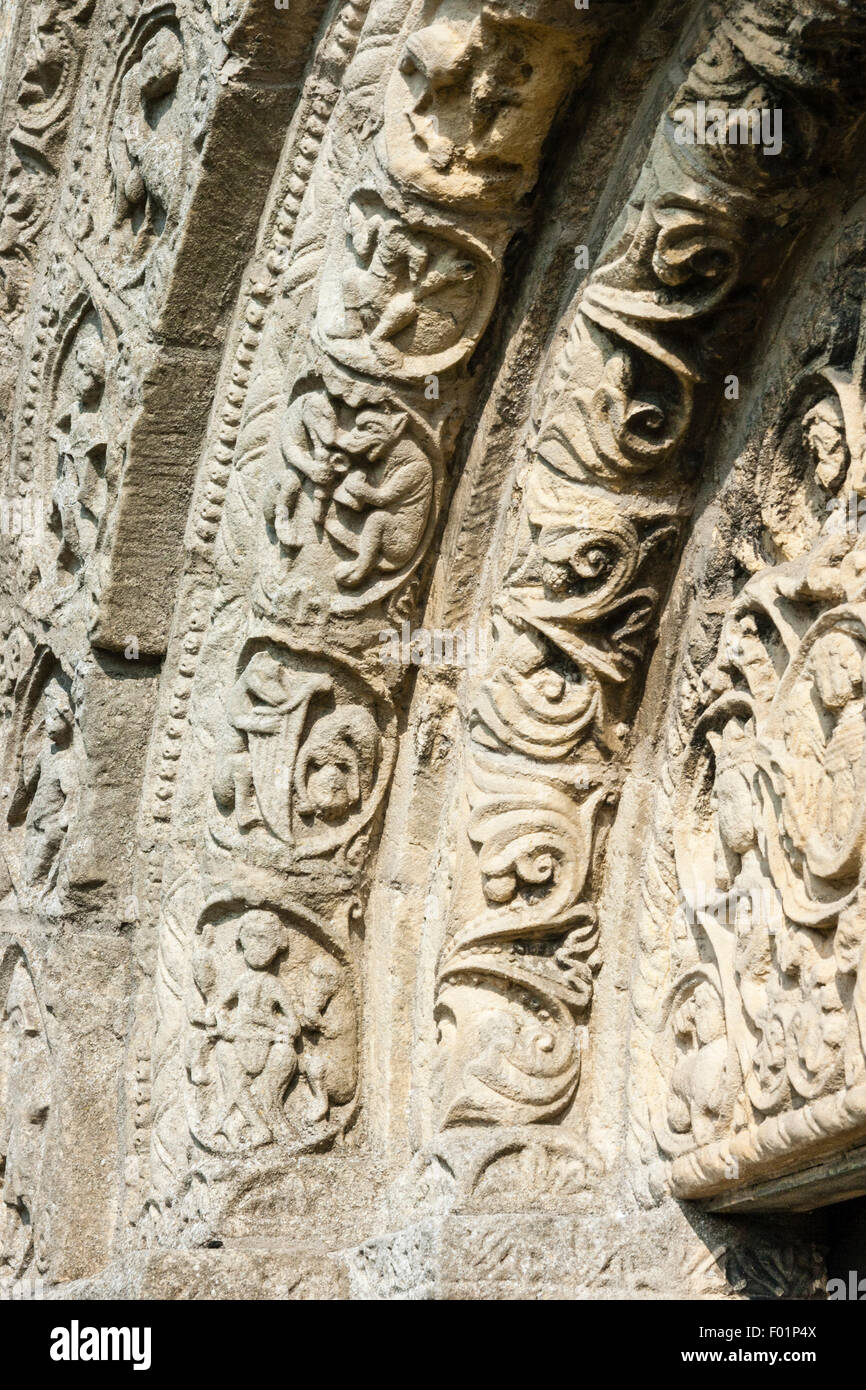 England, Barfrestone. Norman carvings. St Nicholas church. south door ...