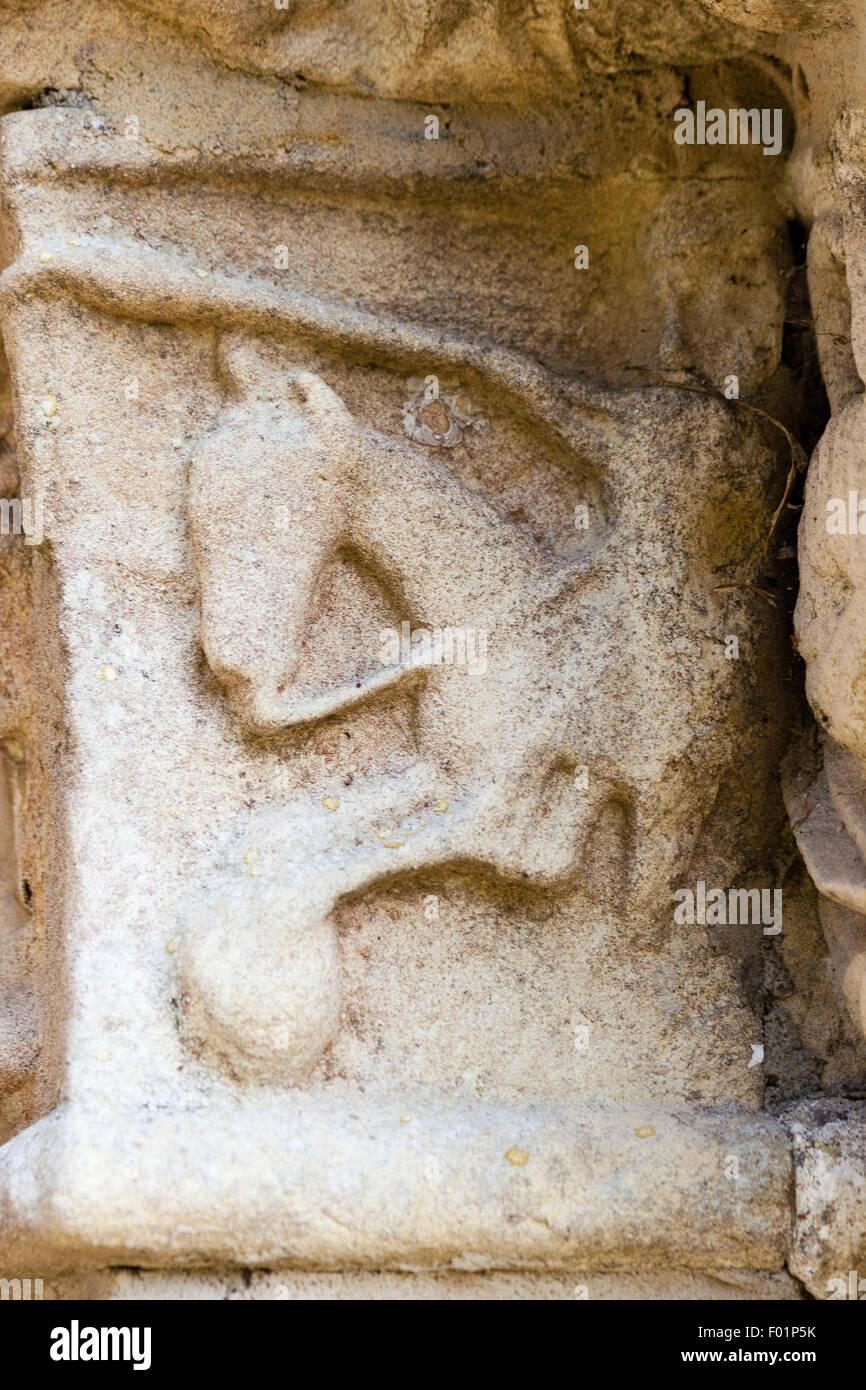 England, Barfrestone. Norman stone carvings. St Nicholas church ...
