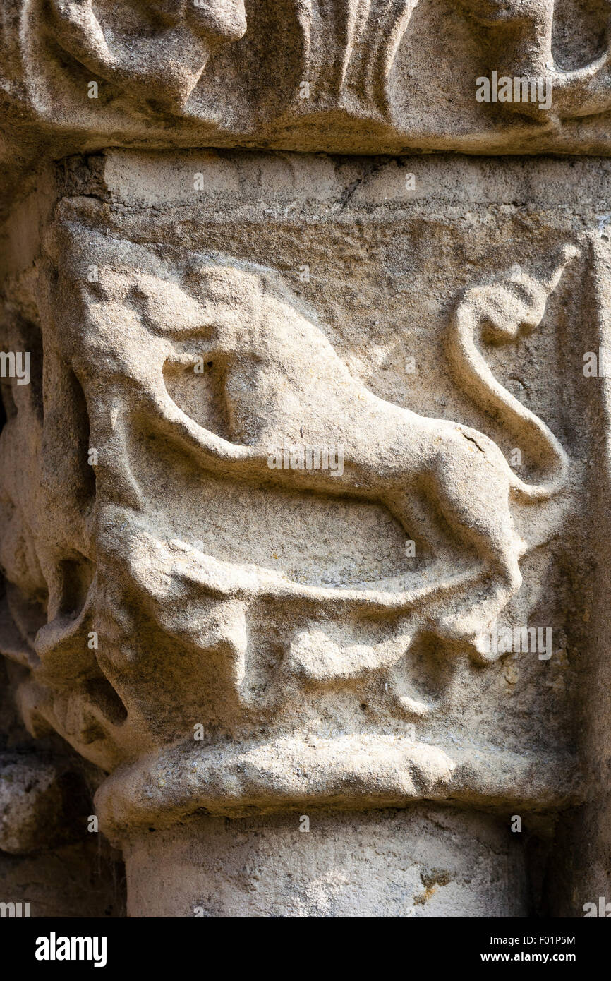England, Barfrestone. Norman stone carvings. St Nicholas church. South ...