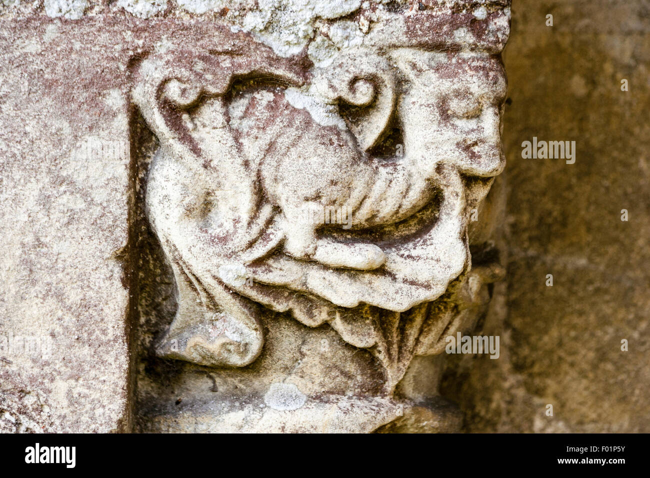 England, Barfrestone. Norman stone carving. North door, carving of a ...
