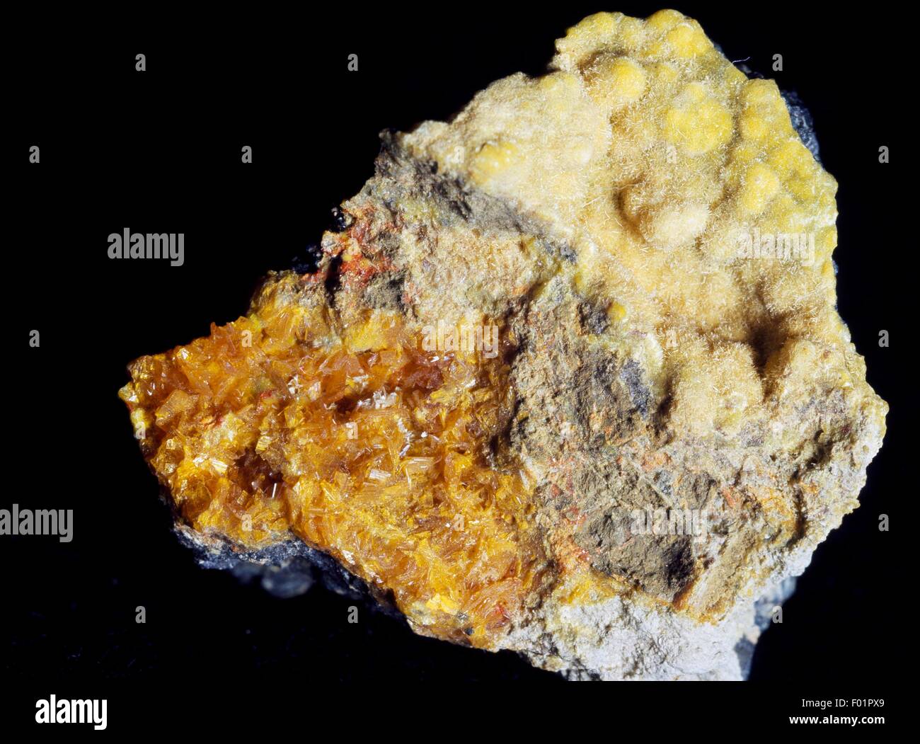 Schoepite, hydroxide, radioactive mineral Stock Photo - Alamy