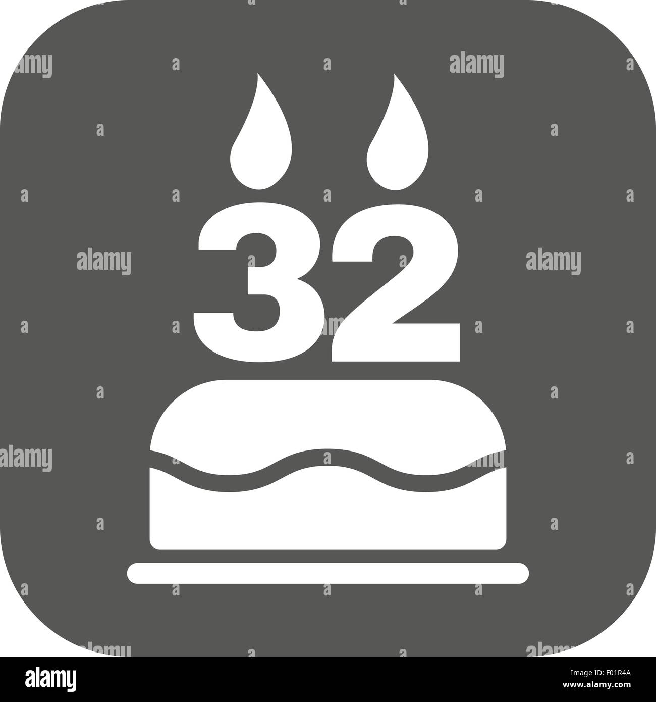 The birthday cake with candles in the form of number 32 icon. Birthday ...