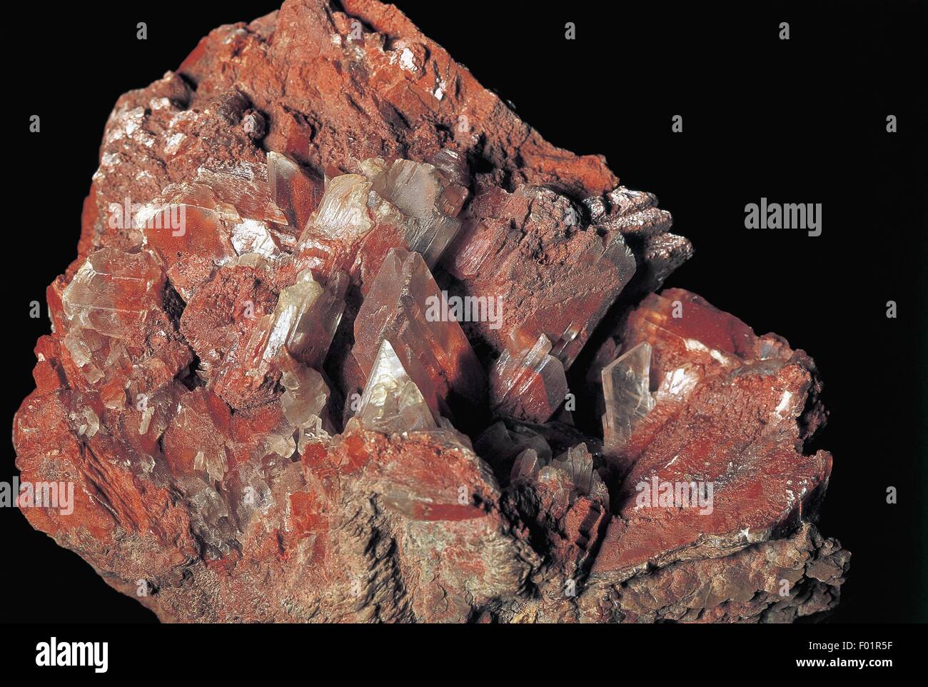 Minerals: Gypsum (Hydrated Calcium Sulfate) in Red Clay (Spain Stock ...