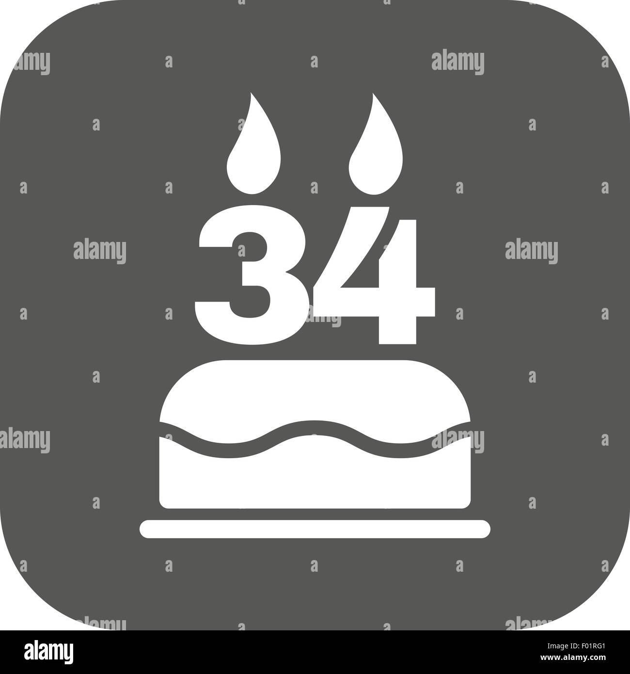 The birthday cake with candles in the form of number 34 icon. Birthday ...