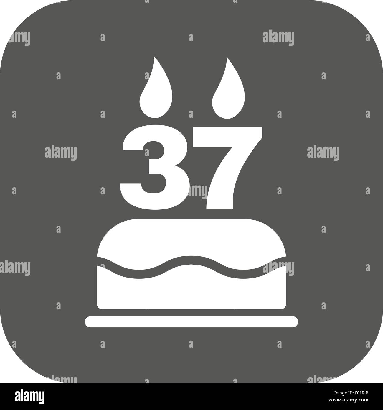 The birthday cake with candles in the form of number 37 icon. Birthday ...