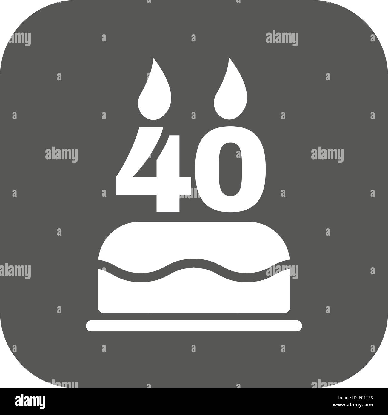 The birthday cake with candles in the form of number 40 icon. Birthday ...