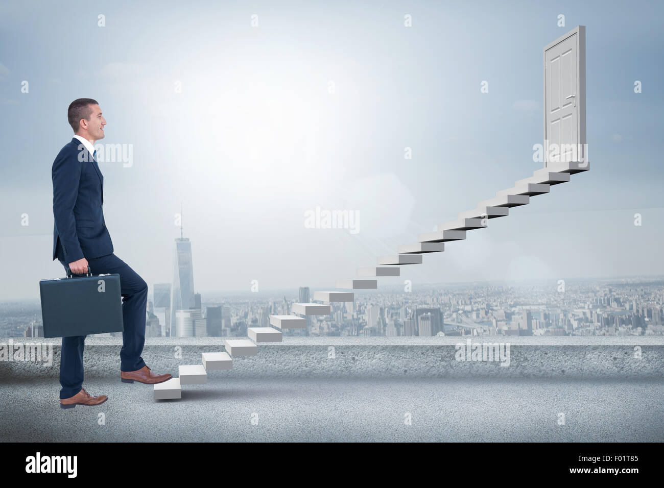 Businessman briefcase climbing staircase hi-res stock photography and ...