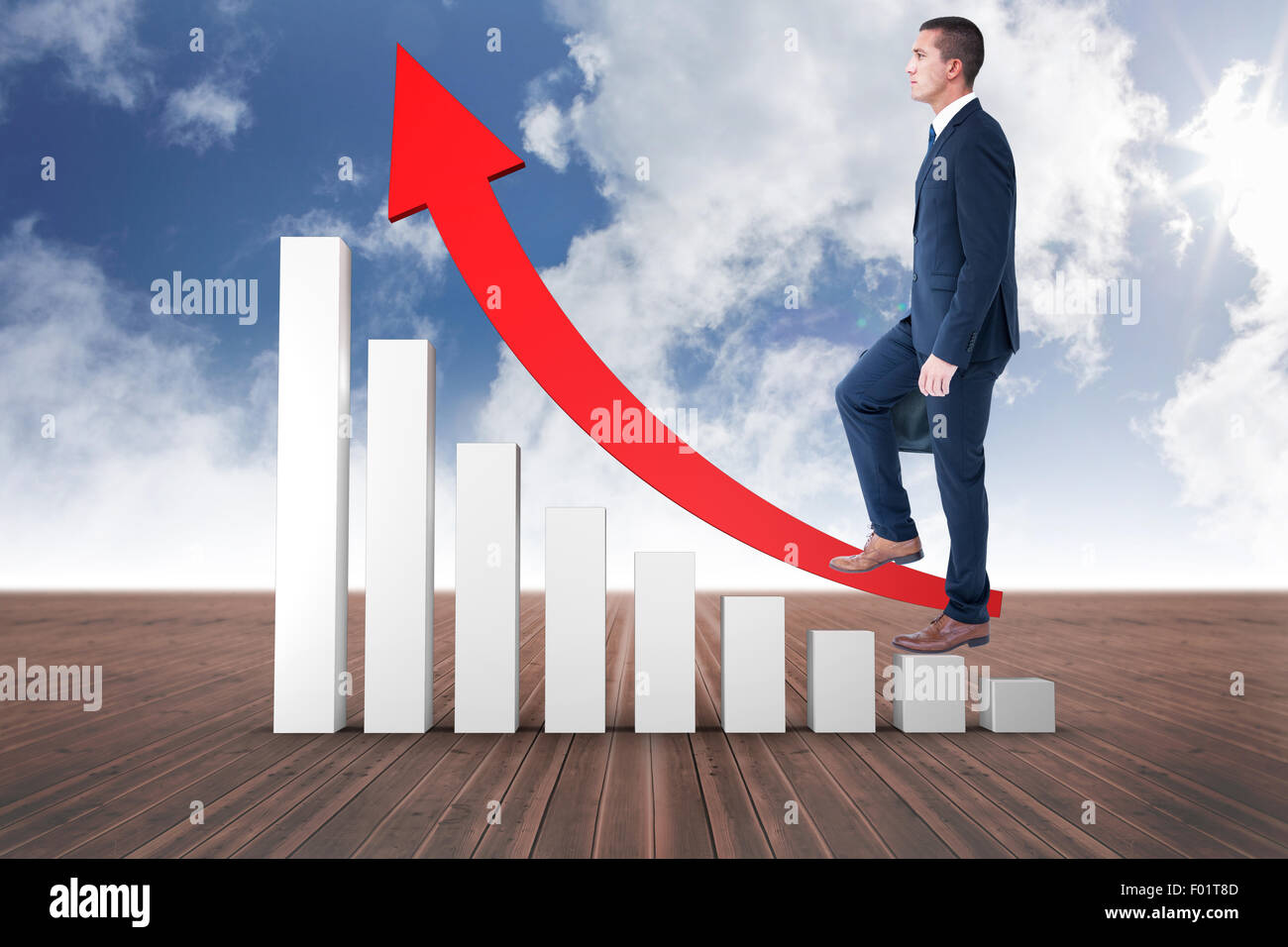 Man climbing bar chart hi-res stock photography and images - Alamy