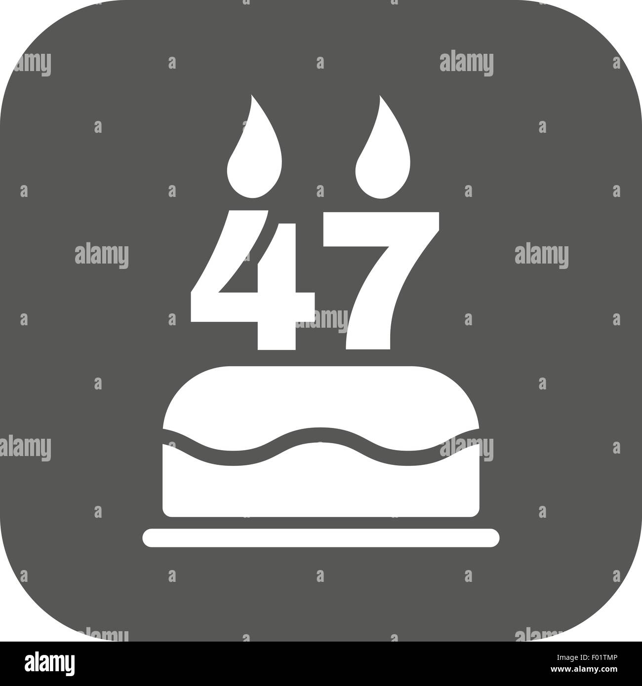 The birthday cake with candles in the form of number 47 icon. Birthday ...