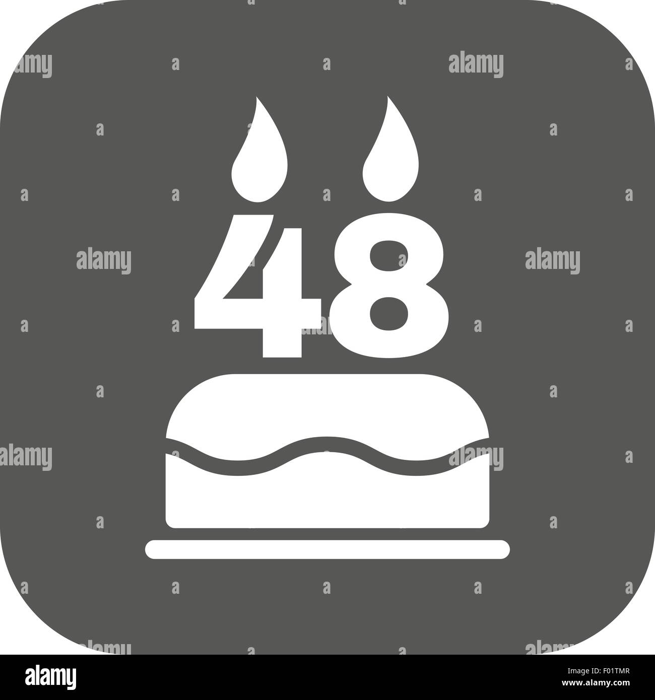 The birthday cake with candles in the form of number 48 icon. Birthday ...