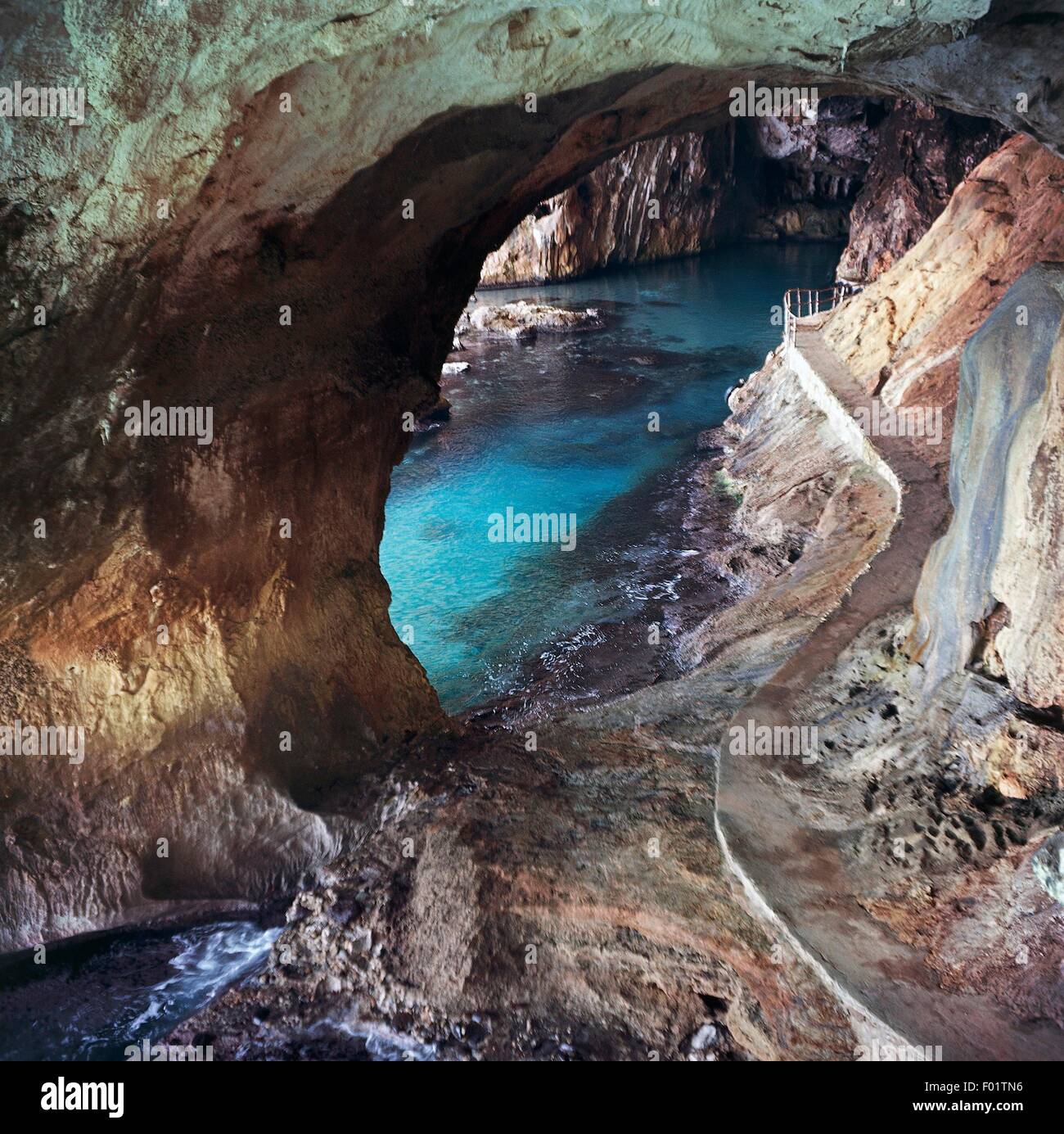 Natural arch in the Bue Marino cave, Dorgali, Sardinia, Italy Stock ...