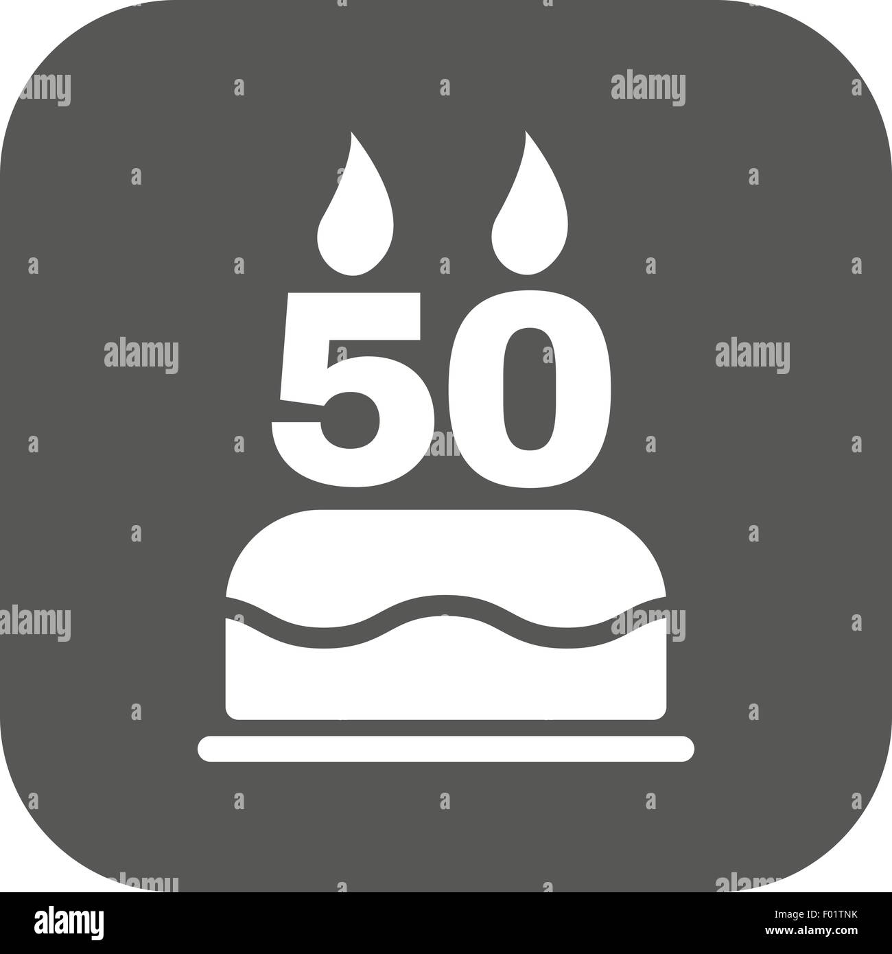 The birthday cake with candles in the form of number 50 icon. Birthday ...