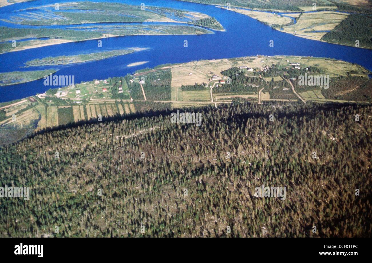 Aerial view of Lake Inari, Lapland, Finland Stock Photo - Alamy