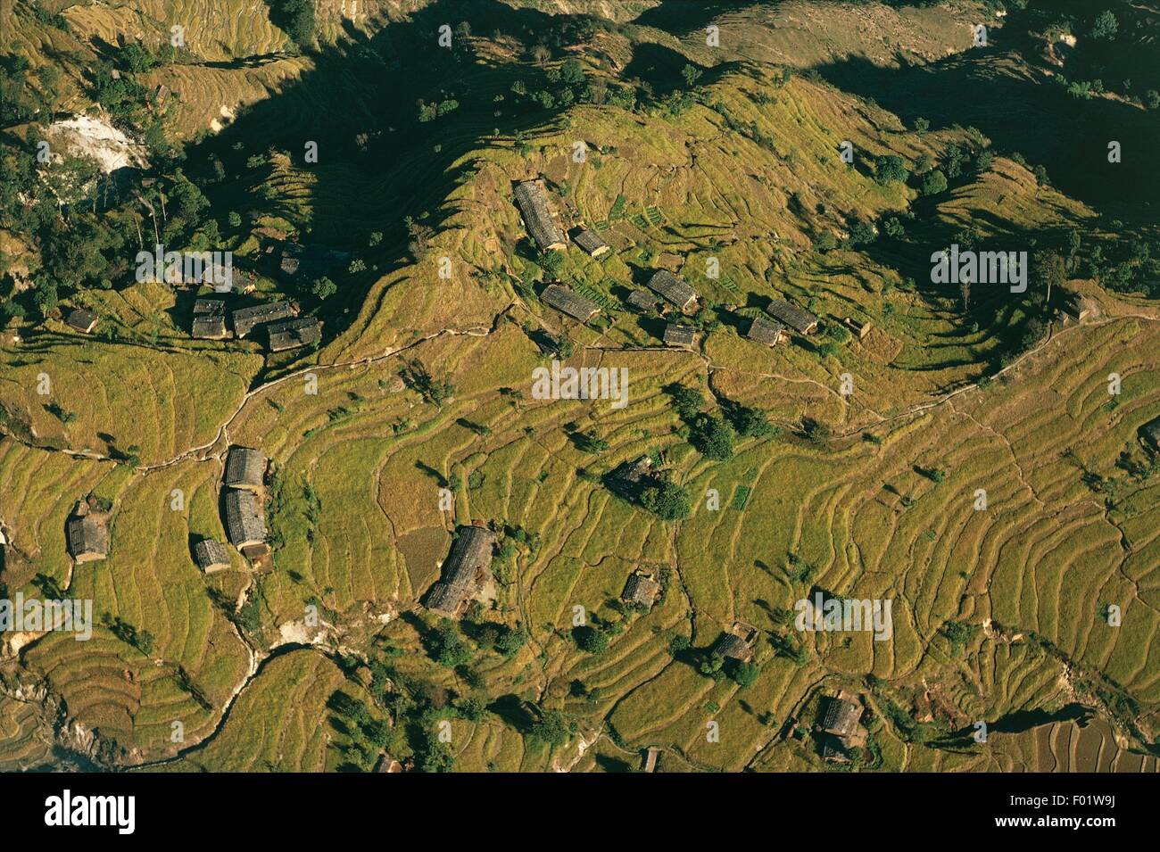 Aerial view of terracing in Nepal Stock Photo - Alamy