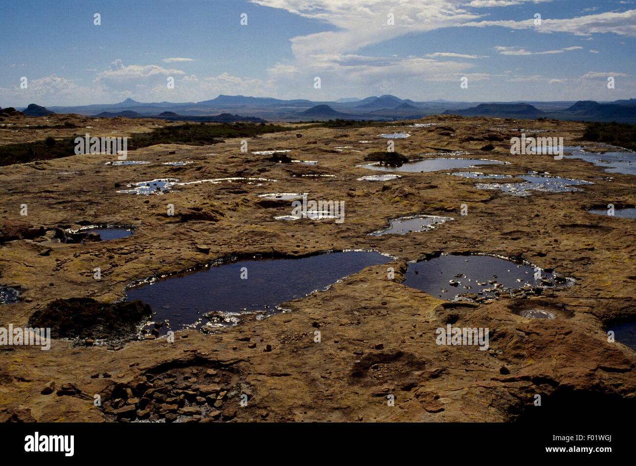 Pools of water in the rocks, Maseru plain, Lesotho Stock Photo - Alamy