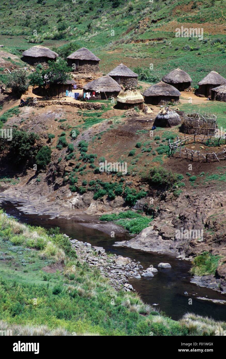 Huts in a village in the Maseru District, Lesotho Stock Photo - Alamy